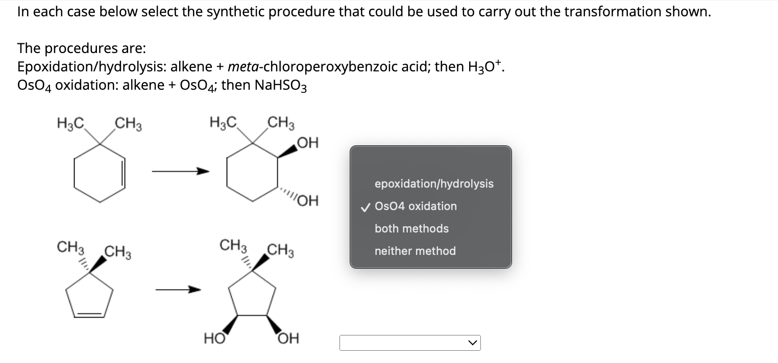 Solved In ﻿each case below select the synthetic procedure | Chegg.com