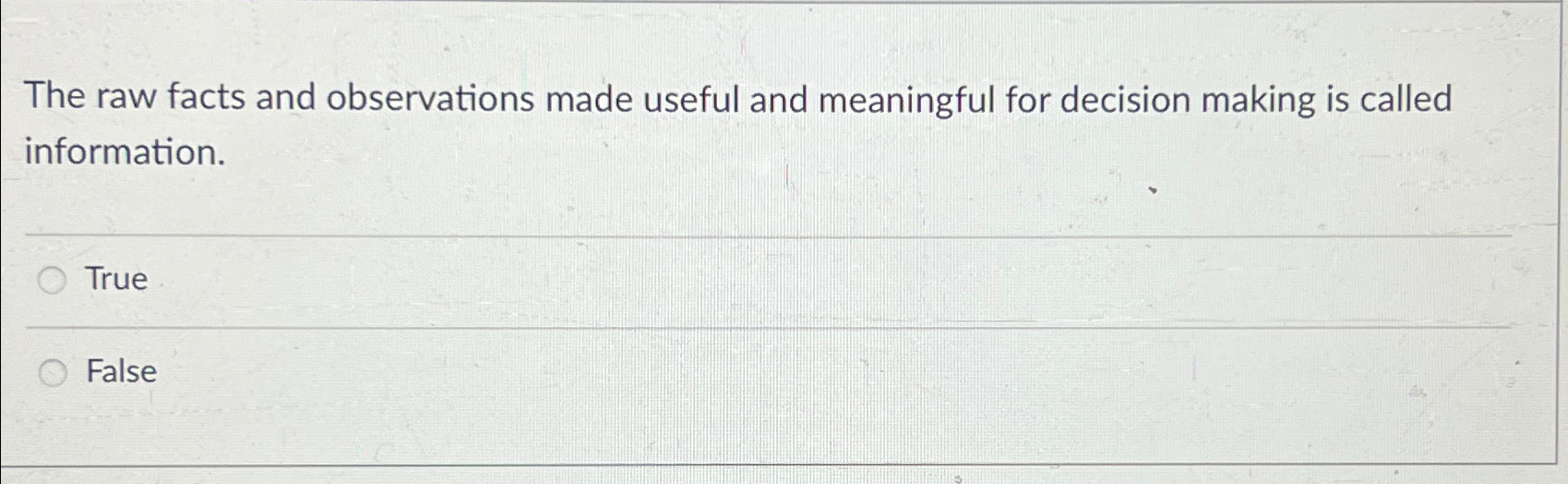 Solved The raw facts and observations made useful and | Chegg.com