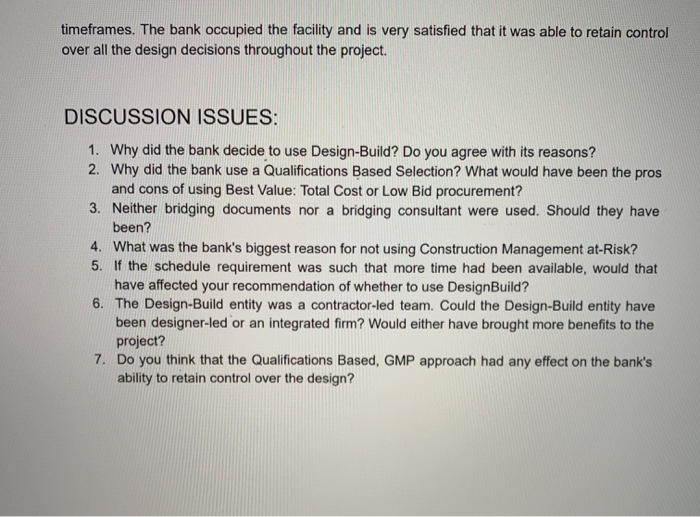 Solved Design-Build (DB) The following is an example of a | Chegg.com