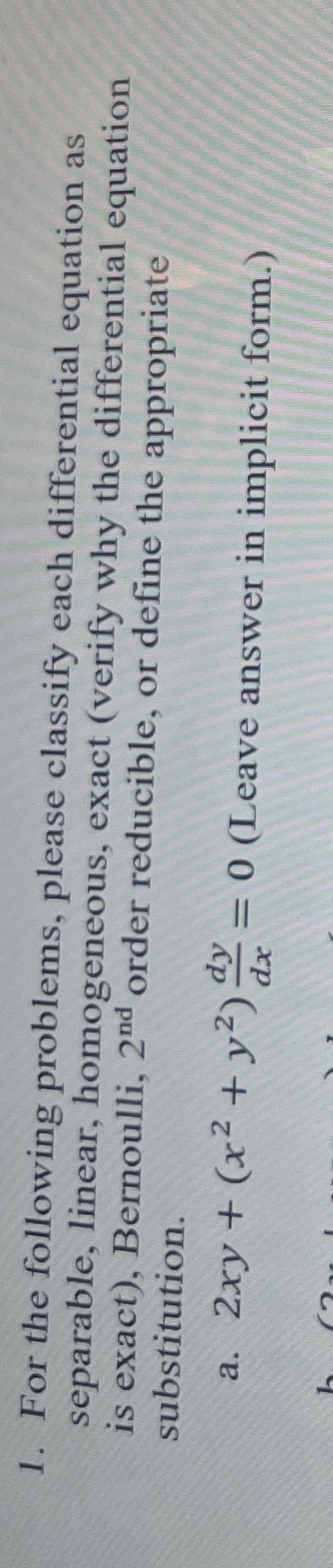 Solved For the following problems, please classify each | Chegg.com