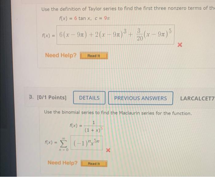 Solved Use the definition of Taylor series to find the first | Chegg.com