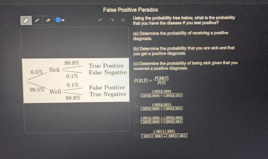 Solved False Positive Paradox Using the probability tree | Chegg.com