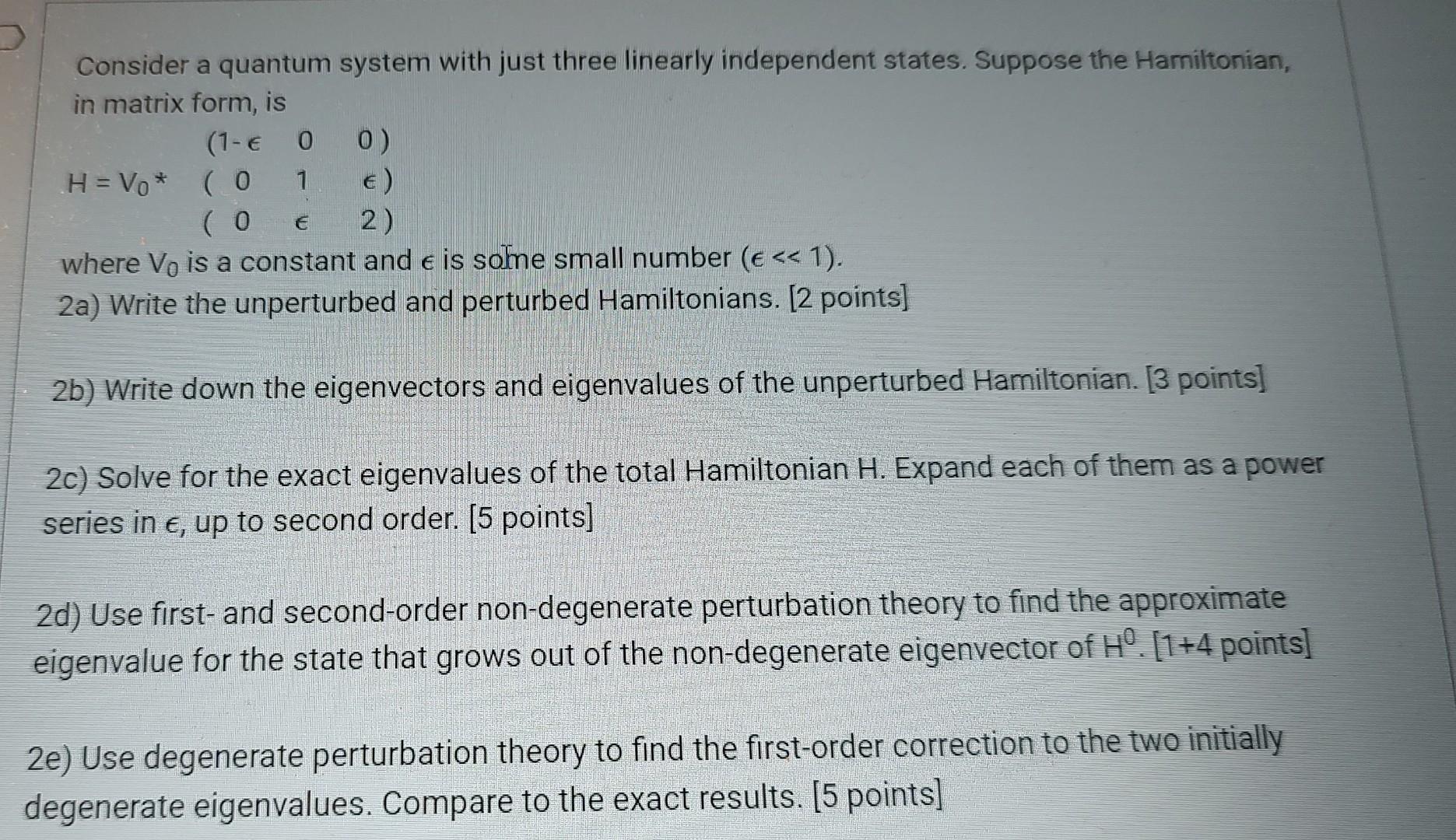 Solved Consider a quantum system with just three linearly | Chegg.com