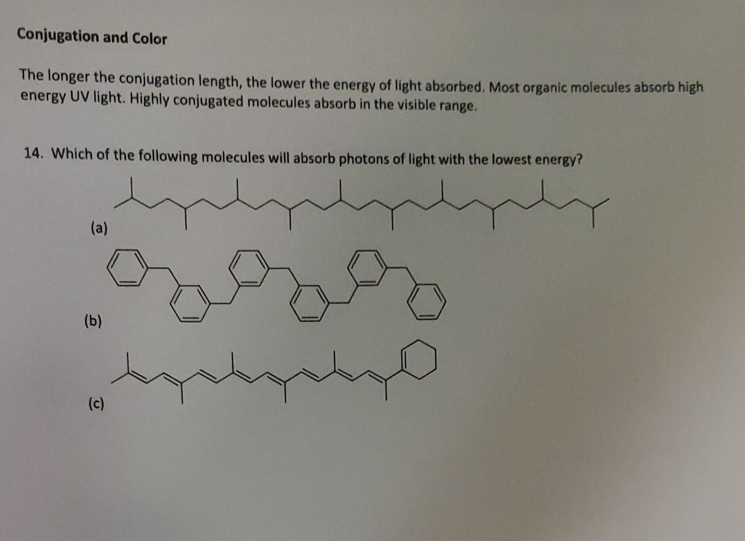 Solved Conjugation and Color The longer the conjugation | Chegg.com