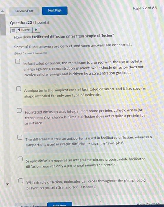 Solved does facilitated diffusion differ from simple | Chegg.com