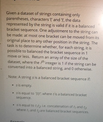 Solved Given a dataset of strings containing only | Chegg.com