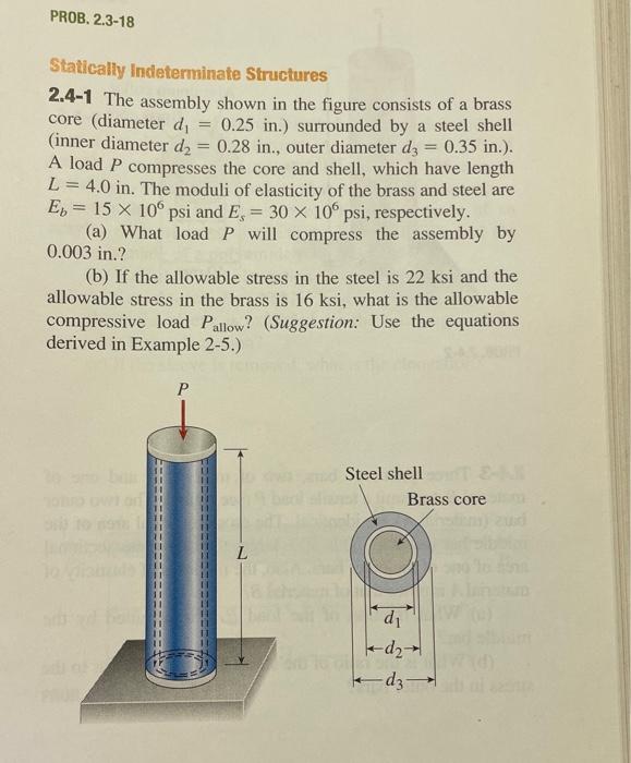 Solved Statically Indeterminate Structures 2.4-1 The | Chegg.com