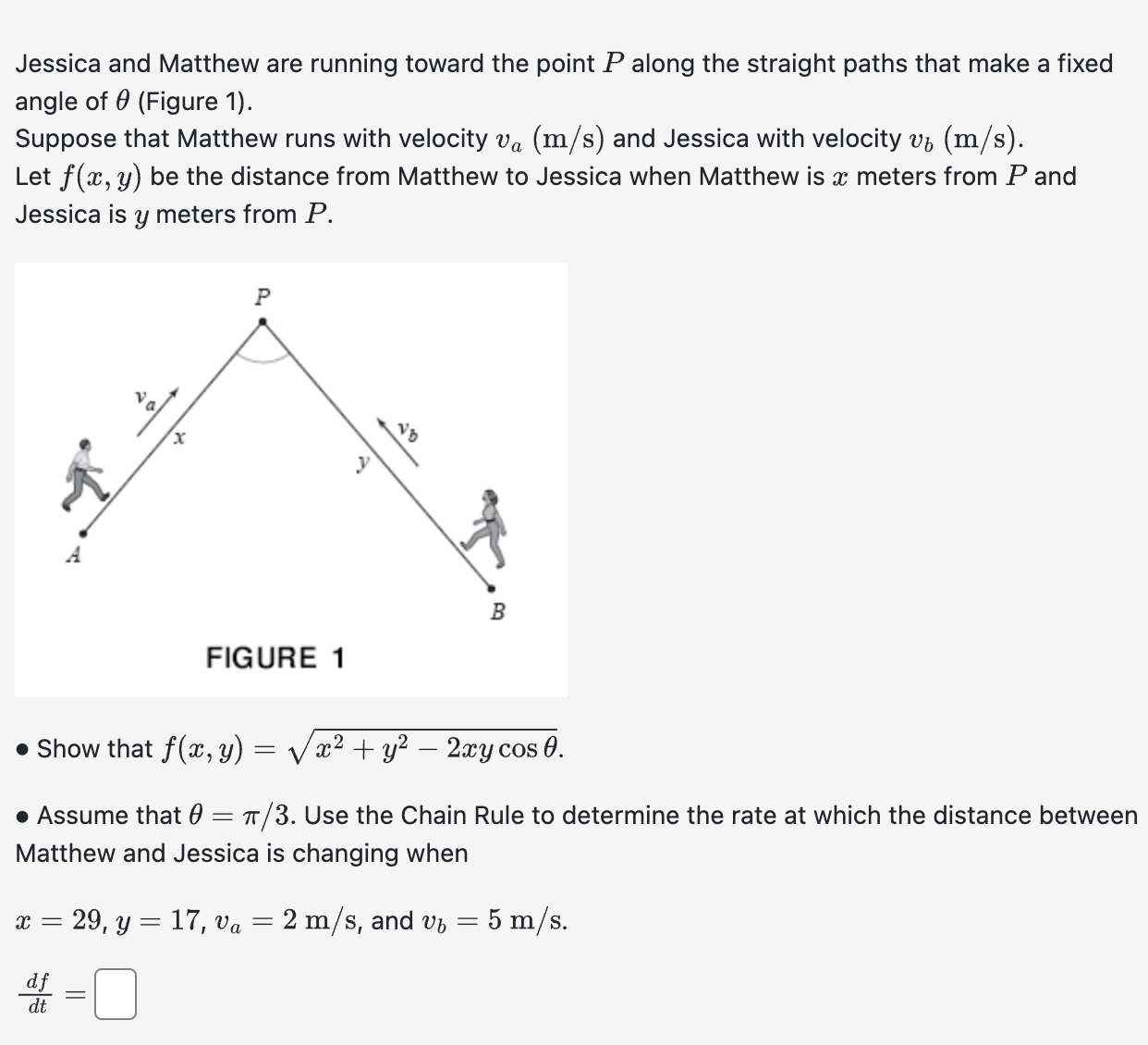 Solved Jessica and Matthew are running toward the point P | Chegg.com