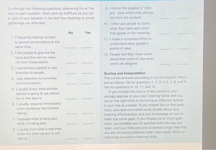 Solved Go through the following questions, aniswering No or | Chegg.com