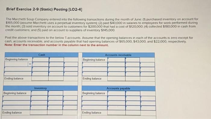 Solved Brief Exercise 2-9 (Static) Posting [LO2-4] The | Chegg.com