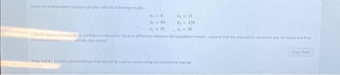 Given two independent candern sumples with the | Chegg.com