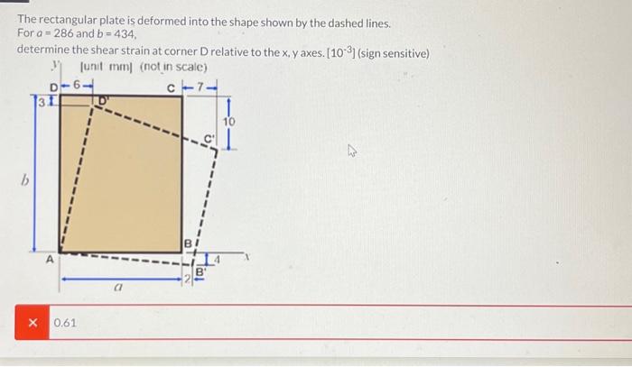Solved The rectangular plate is deformed into the shape | Chegg.com