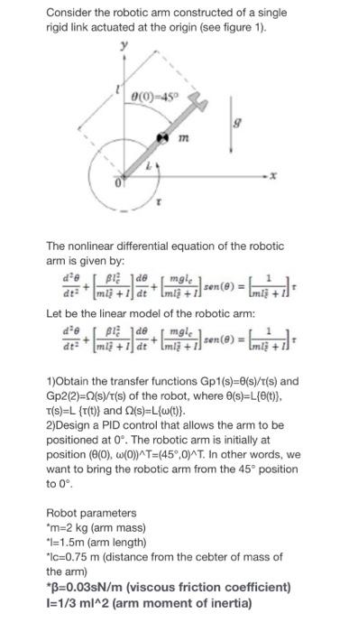 Solved Consider the robotic arm constructed of a single | Chegg.com