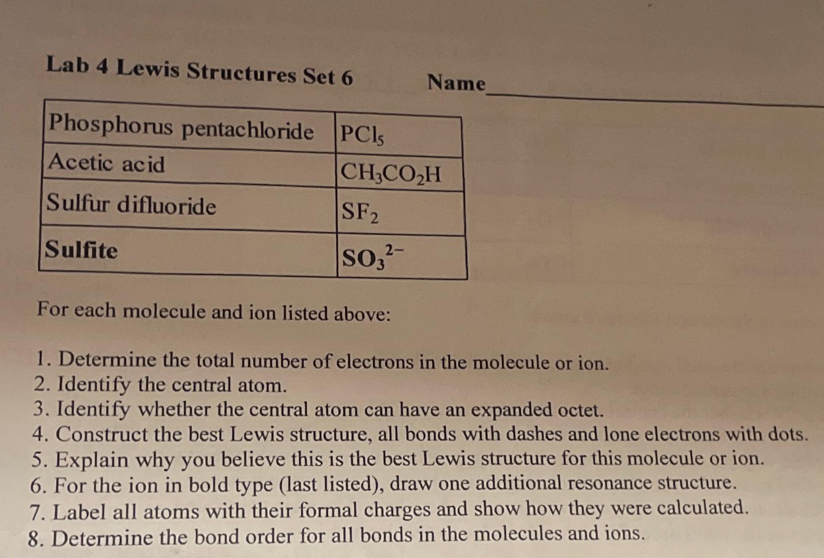 Solved Lab 4 ﻿Lewis Structures Set 6Name\table[[Phosphorus | Chegg.com