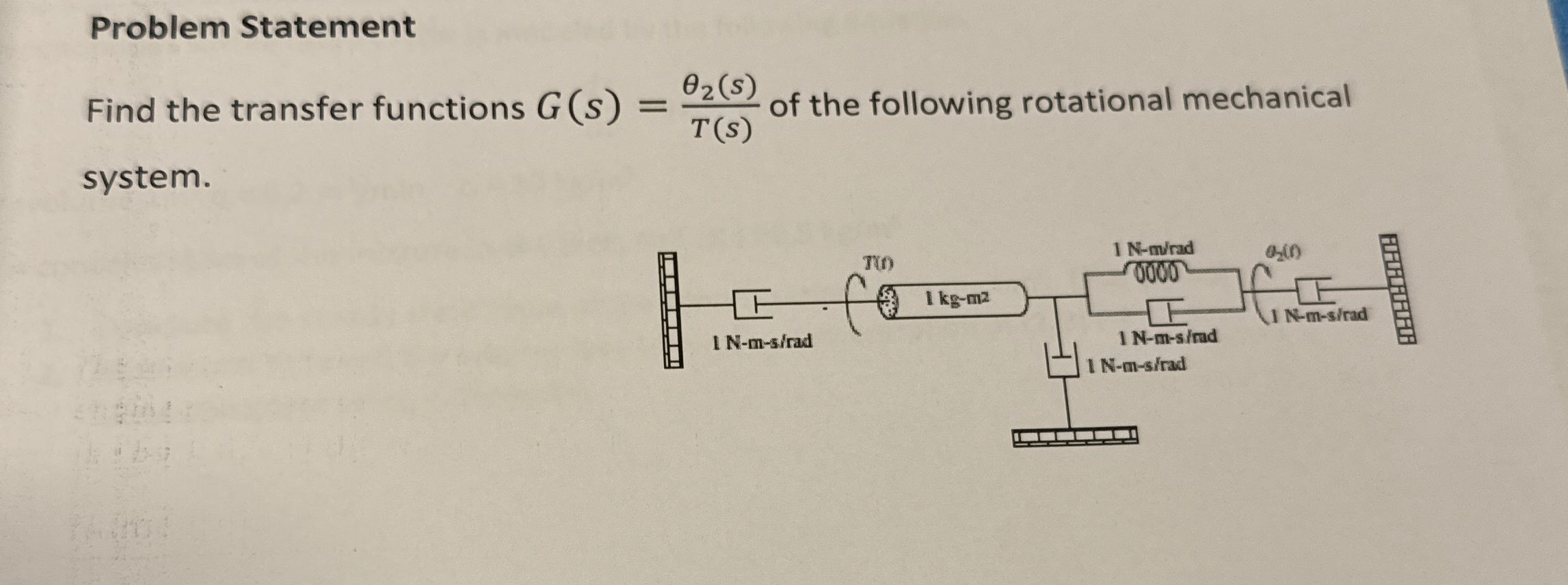 Solved Problem StatementFind the transfer functions | Chegg.com