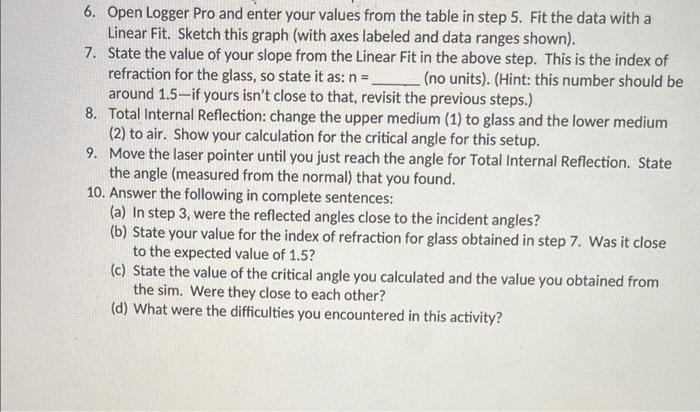 Solved Re Elation and Refradsen rogele Aix6. Open Logger Pro | Chegg.com