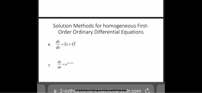 Solved Solution Methods for homogeneous FirstOrder Ordinary | Chegg.com