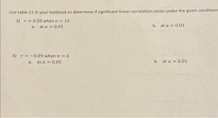 Solved Use table 11 in your textbook to determine if | Chegg.com