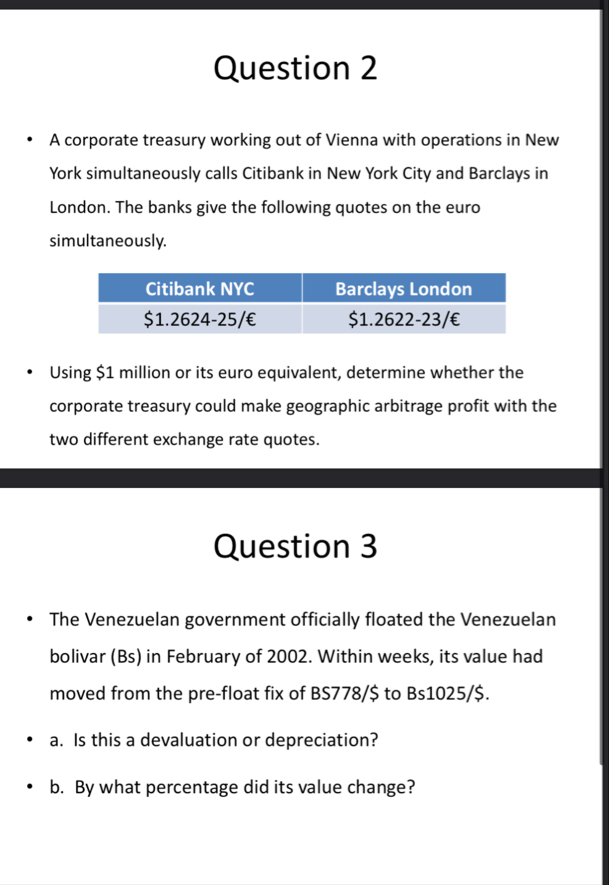 Solved Question 2A corporate treasury working out of Vienna | Chegg.com