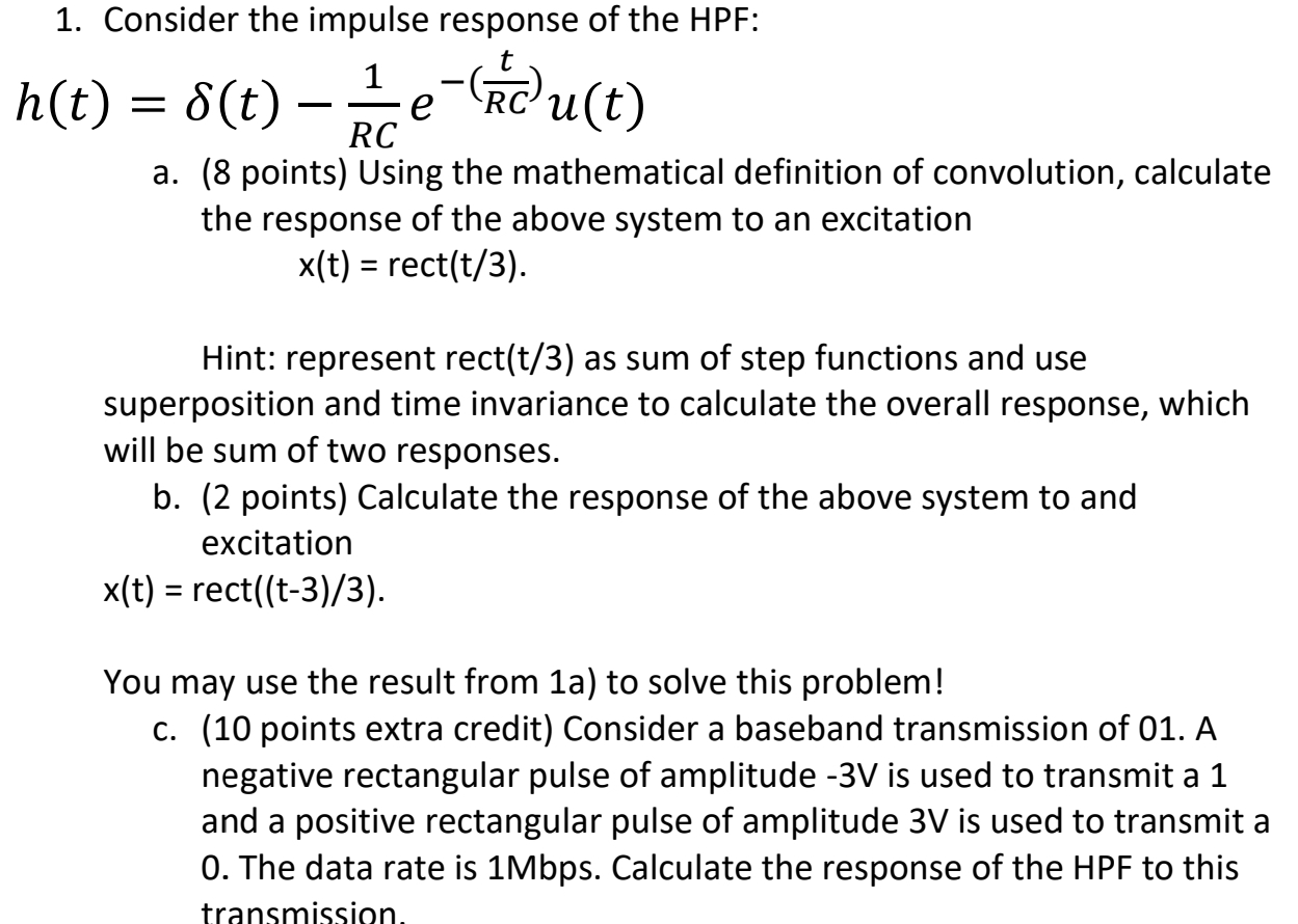 Solved Consider the impulse response of the | Chegg.com