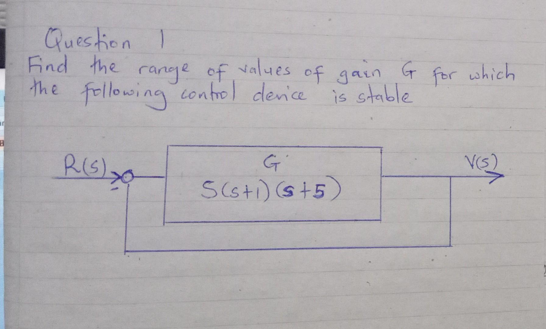 Solved Question । Find the range of values of gain G for | Chegg.com