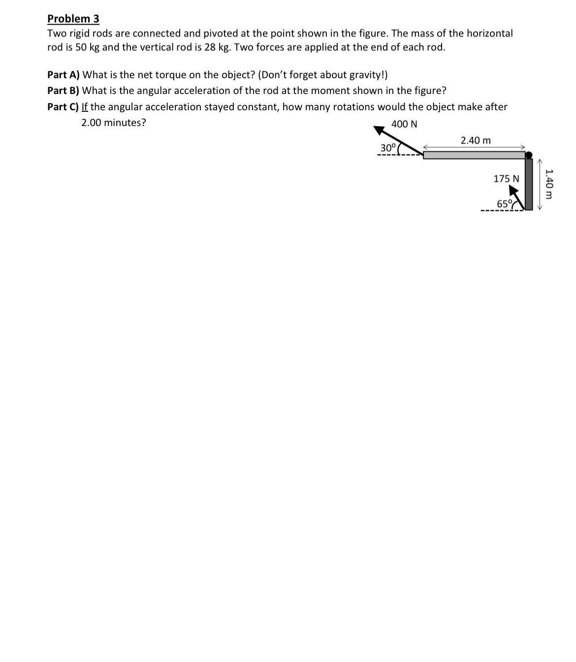 Solved Problem 3Two rigid rods are connected and pivoted at | Chegg.com