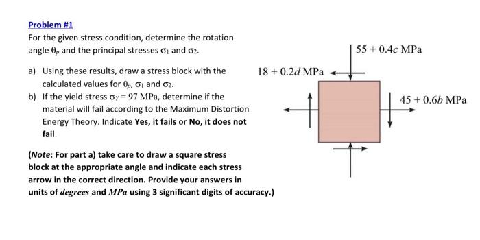 Solved 55 +0.4c MPa 45+0.66 MPa Problem #1 For the given | Chegg.com