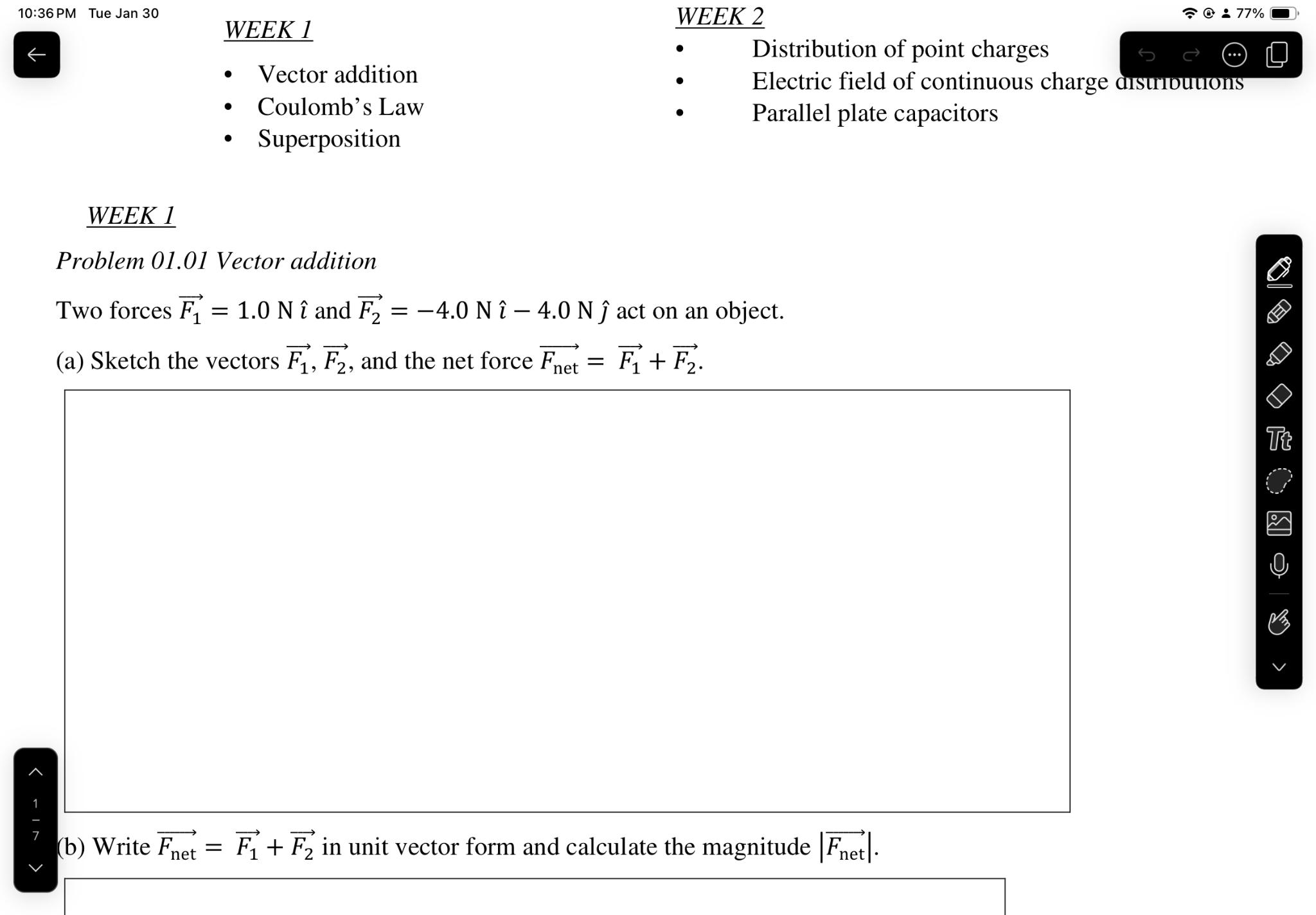 Solved Problem 01.01 ﻿Vector additionTwo forces | Chegg.com