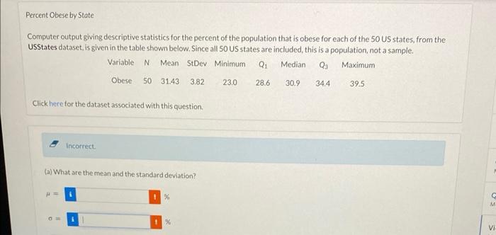 Solved Computer output giving descriptive statistics for the | Chegg.com