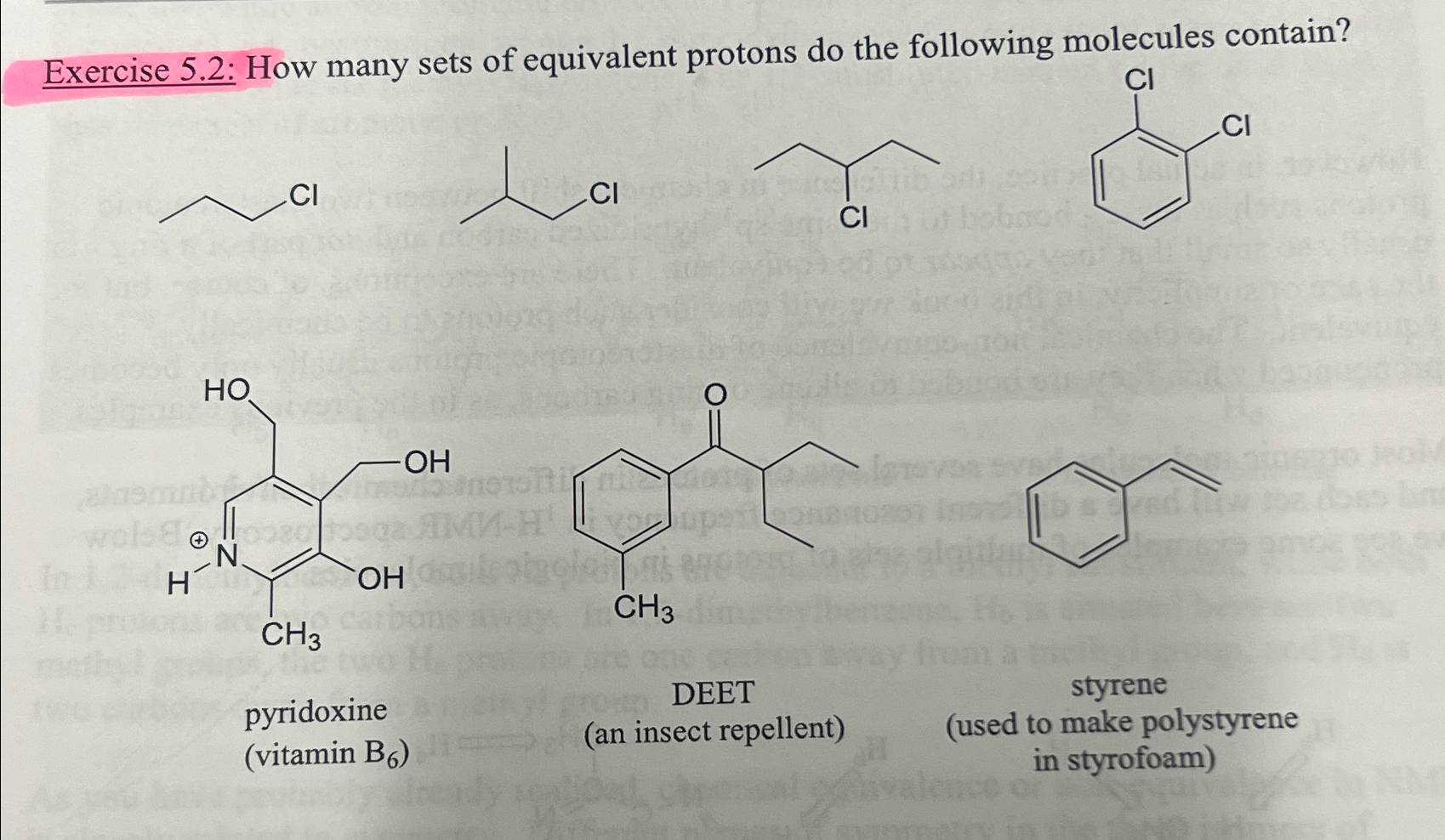 Solved Exercise 5.2: How many sets of equivalent protons do | Chegg.com