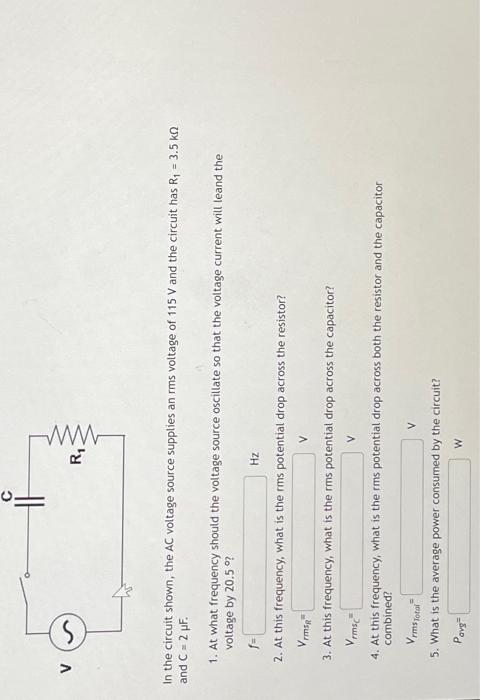 Solved R₁ www In the circuit shown, the AC voltage source | Chegg.com