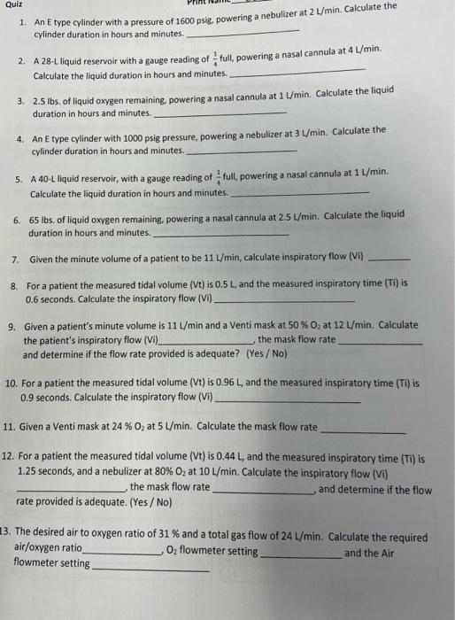 Solved 1. An E type cylinder with a pressure of 1600 psig, | Chegg.com