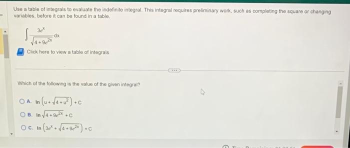 Solved Use a table of integrals to evaluate the indefinite | Chegg.com