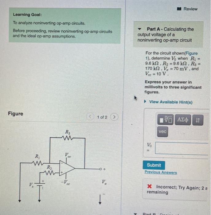 Solved Review Learning Goal: To analyze noninverting op-amp | Chegg.com