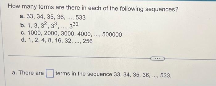 Solved How many terms are there in each of the following | Chegg.com