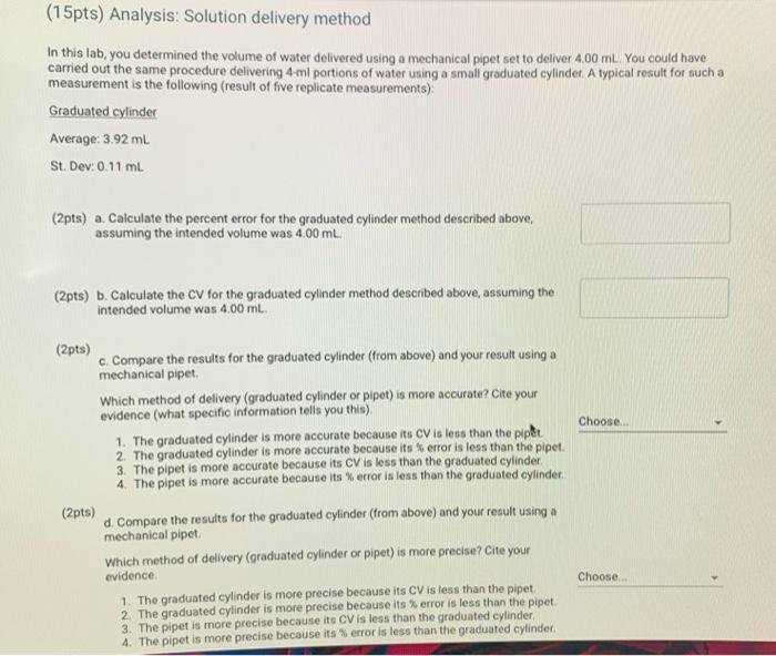 (12pts) Analysis: Density of weighed objects In the | Chegg.com