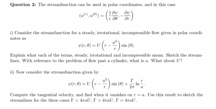 Solved Question 2: The streamfunction can be used in polar | Chegg.com