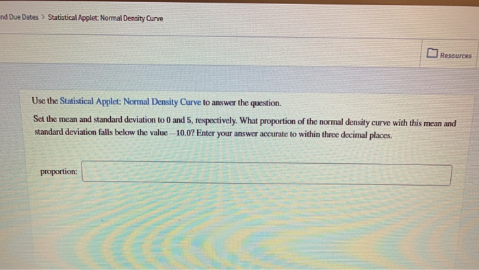 Solved Use the Statistical Applet: Normal Density Curve to | Chegg.com