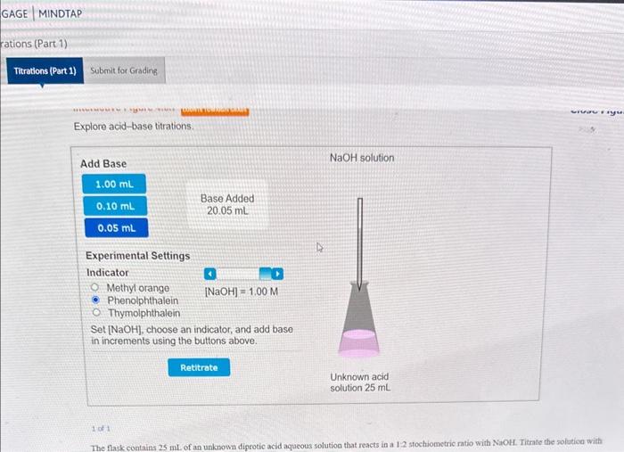 Solved [NaOH]=1.00MThe flask contains 25 mL of ab unknown | Chegg.com
