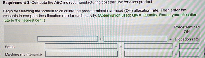 Solved Data Table Activity Cost Allocation Base Setup $ | Chegg.com