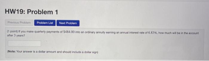 Solved HW19: Problem 1 Previous Problon Problem List Next | Chegg.com