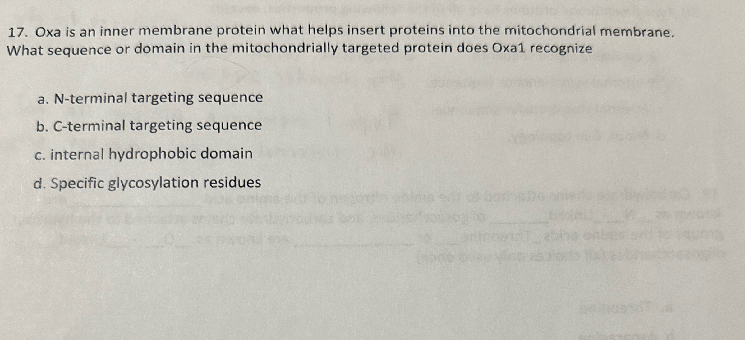 Solved Oxa is an inner membrane protein what helps insert | Chegg.com