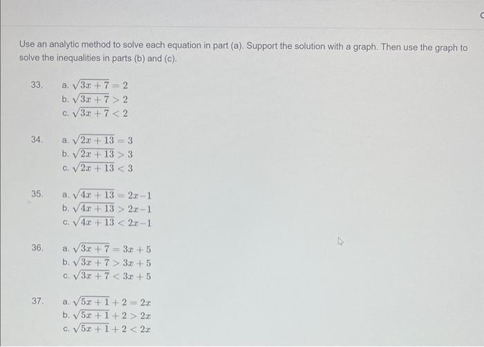 Solved Use an analytic method to solve each equation in part | Chegg.com Solved Use an analytic method to solve each equation in part | Chegg.com