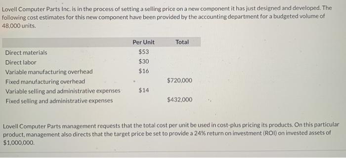 Solved Part 1 Compute the markup percentage and target | Chegg.com