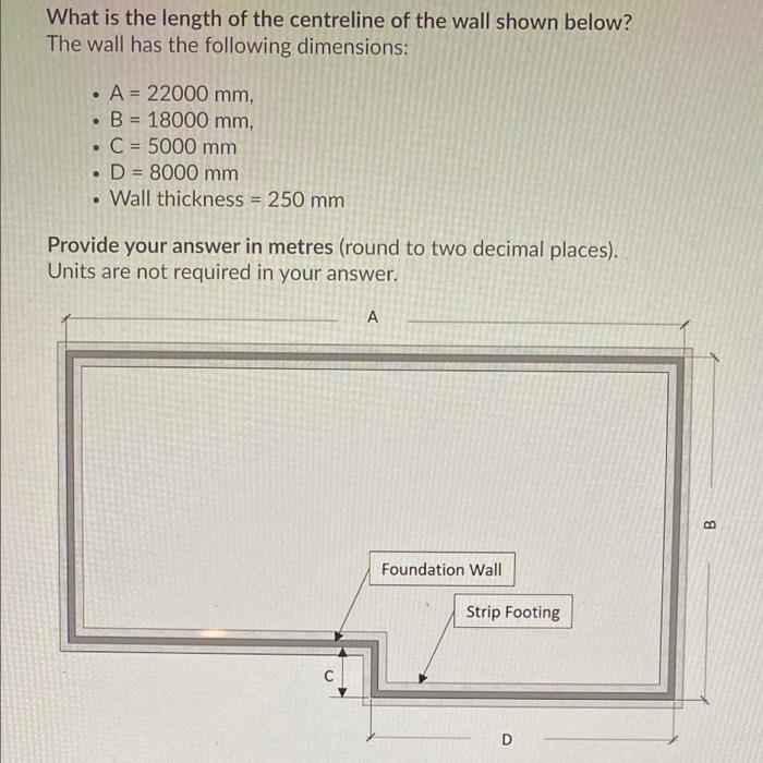 Solved What is the length of the centreline of the wall | Chegg.com