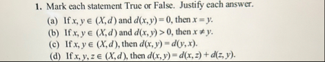 Mark each statement True or False. Justify each | Chegg.com