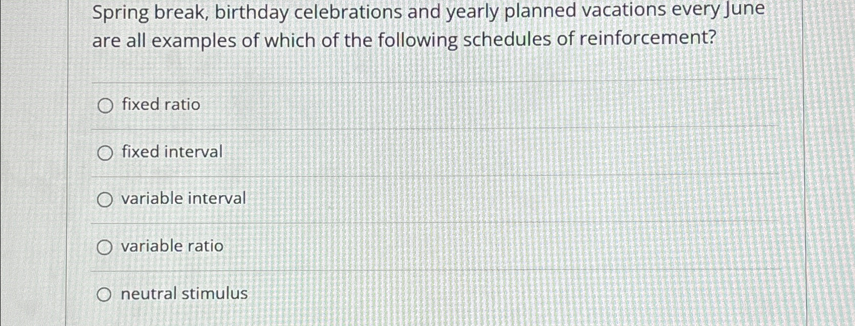 Solved Spring break, birthday celebrations and yearly | Chegg.com