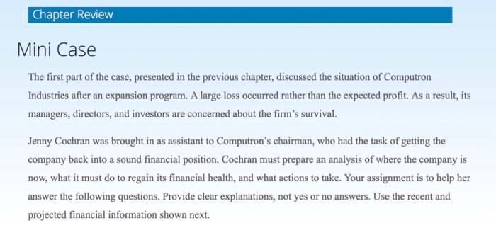 Solved Chapter Review Mini Case The first part of the case, | Chegg.com