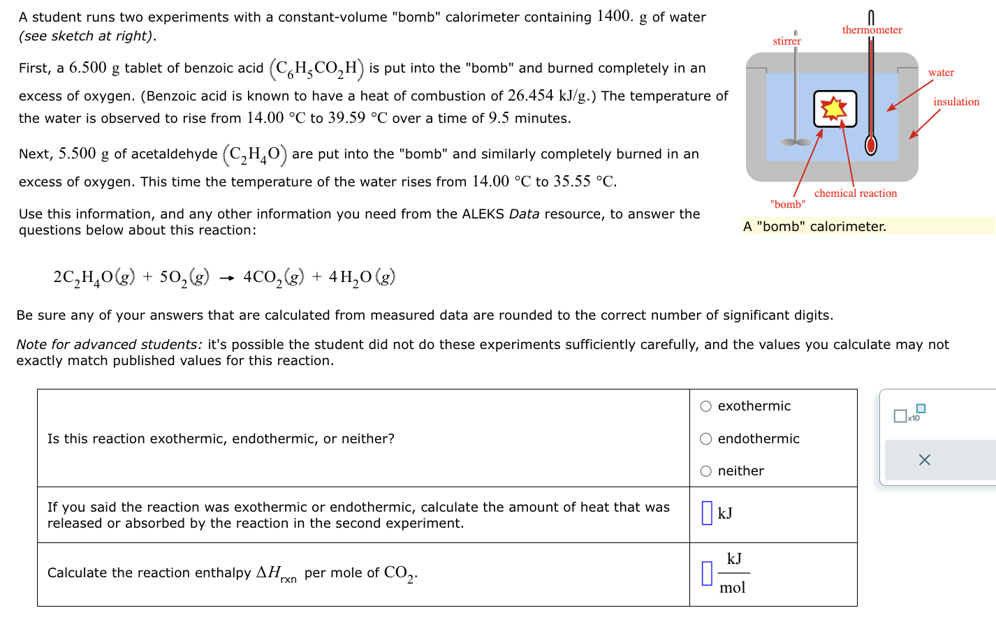 Solved A student runs two experiments with a constant-volume | Chegg.com