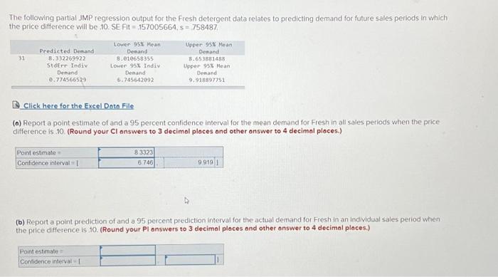 Solved The following partial JMP regression output for the | Chegg.com